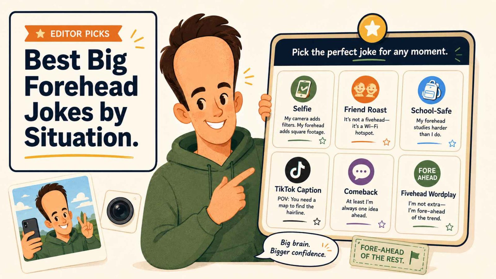 444 Big Forehead Jokes Clean One Liners Roasts Captions And