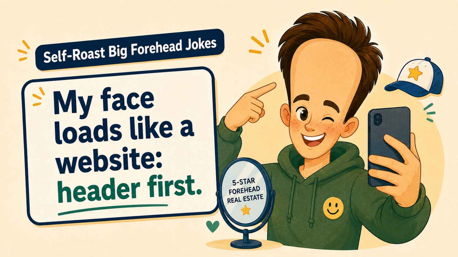 444 Big Forehead Jokes Clean One Liners Roasts Captions And